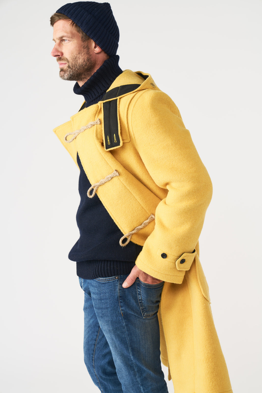 Men's Yellow Teddy Extra Long Original Duffle With Wooden Toggles ...
