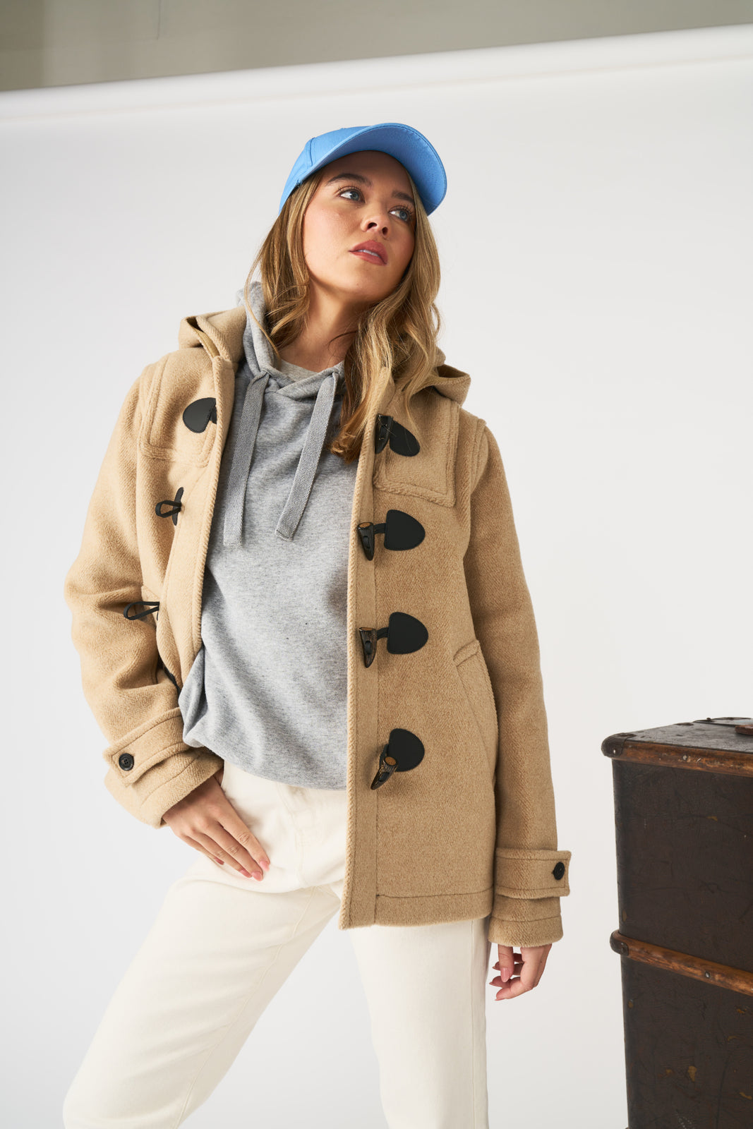 Women's Camel Short Elysian Fitted Luxury Herringbone With Horn Toggle ...