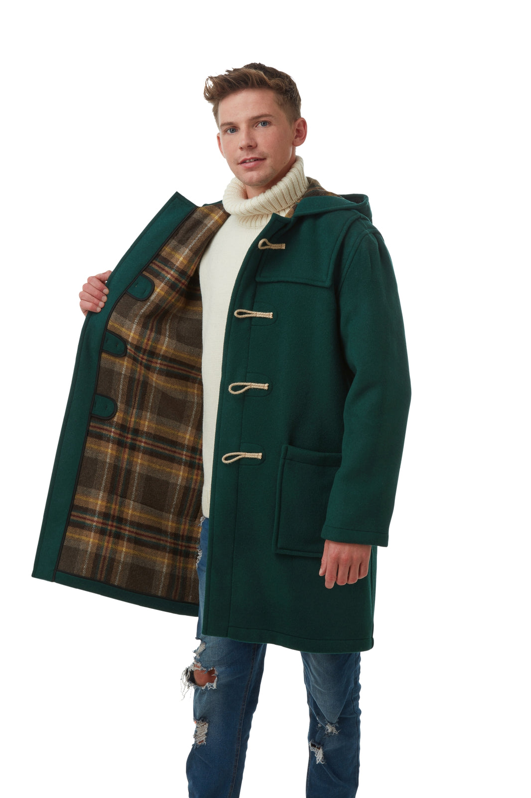 Men's Duffle Coat Classic Fit British Racing Green - Wooden Toggles ...